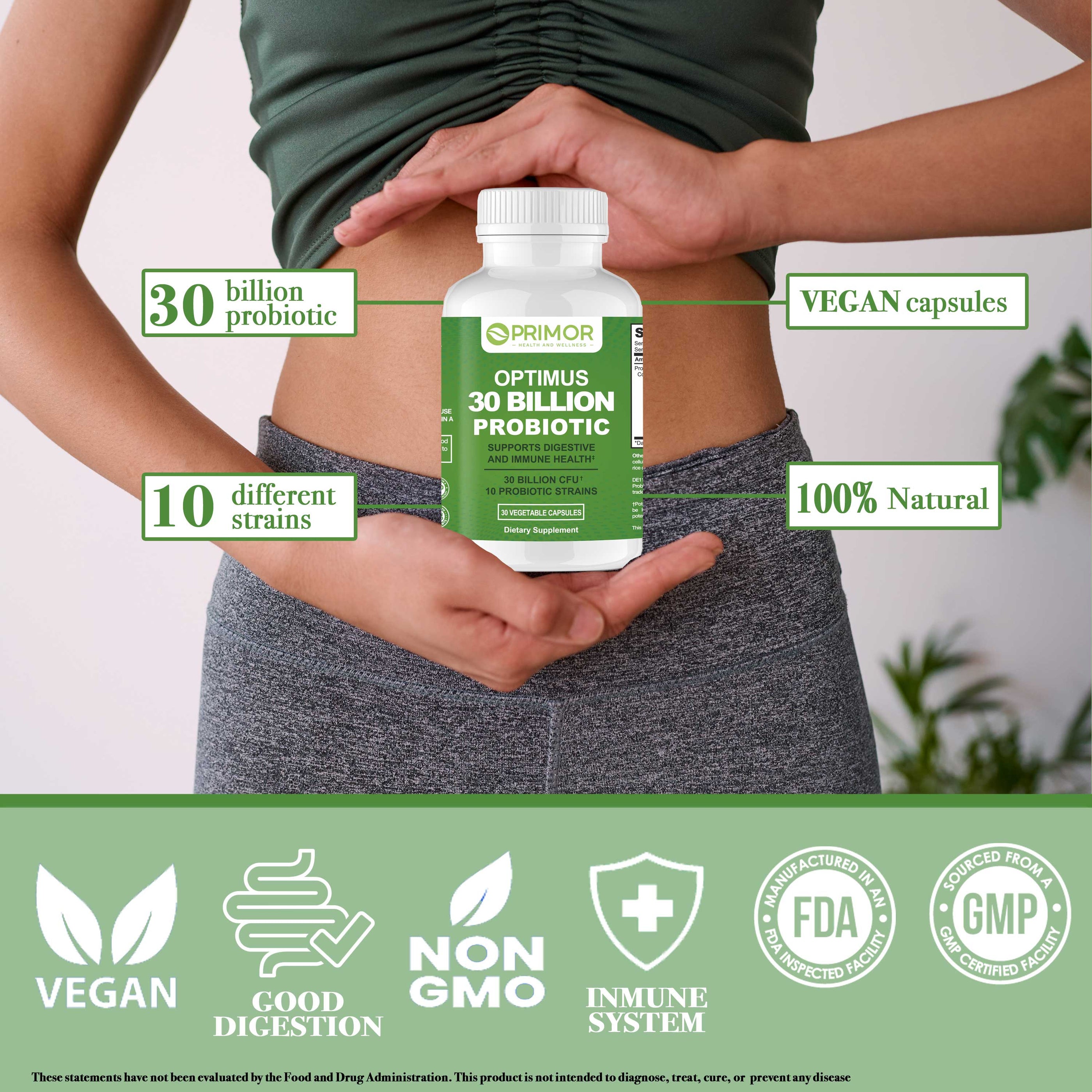 Optimus 30 Billion PROBIOTICS - 10 Strains | Vegan, NON-GMO | Healthy ...
